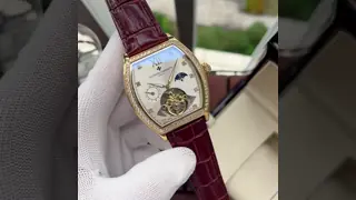 Tonneau Hollow Mechanical Watch With Moon Phase