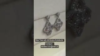 Sparkling Sterling Silver Four Leaf Clover CZ Earrings Champagne