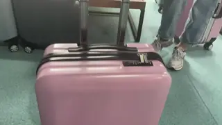 Ultra-Light Pink Travel Suitcase with Organized Interior Storage