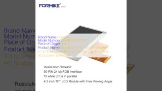 High Resolution  inch TFT LCD Module Display Solution