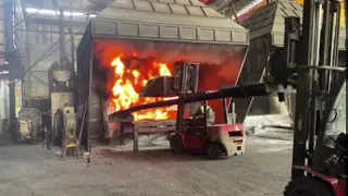 Forklift Feeding Aluminum Scrap to the Aluminum Melting Furnace