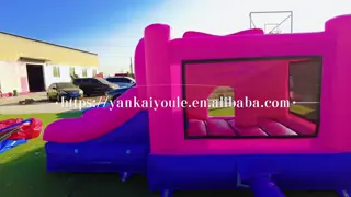 Pink Princess Bouncy Castle with Slide Inflatable Bouncer