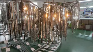 3-Tier Glass Drum Chandelier Gold Iron Frame Custom Hotel Villa Luxury Pendant Light Fixture