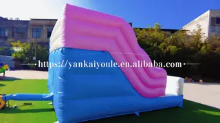 Pastel Inflatable Slide with Sunshade for Kids