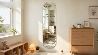 UV Printed Doodle Acrylic Full‑Length Mirror