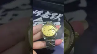 Two‑Tone Gold Steel Automatic Watch Diamond Index Day‑Date Display Luxury Wrist Watch