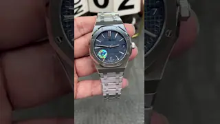 Men's 41mm Octagonal Luxury Sports Watch, Blue Tapestry Dial Integrated Steel Bracelet