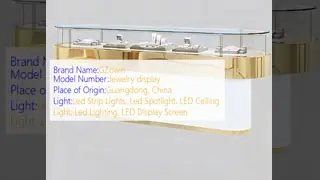 Luxury Gold Jewelry Display Case with LED Lighting