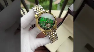 Wholesale Men's Automatic Mechanical Watch Green Dial Skeleton Chronograph Two-Tone | OEM