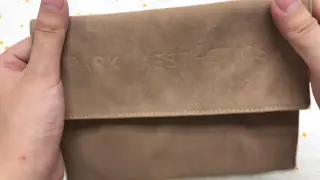 double layer brown suede envelope pouch with magnetic snap