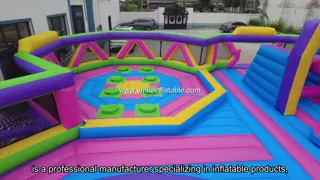 Giant Pastel Inflatable Obstacle Course for Rental Business