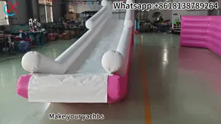 Pink Inflatable Yacht Water Slide Luxury Fun