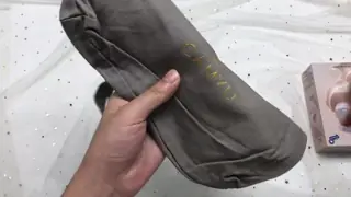 gray canvas drawstring handle bag with square bottom