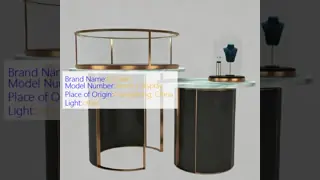 Luxury Round Jewelry Display Case Gold Marble Showcase