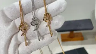 Knot Key Pendant Necklace, Twisted Rope Key Crystal Jewelry for Women