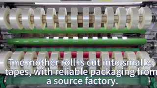The process of cutting mother rolls, packaging at the source factory.