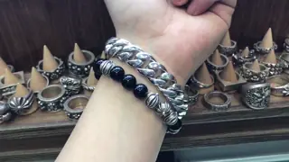 Vintage Silver Cross Bracelet Set, Gothic Beaded Bracelet for Men