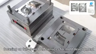 1+1 Cavity 718H Steel Mold with 500,000 Shots Life for Symmetric PBT Parts with Reinforcing Ribs Inj