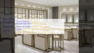 Luxury Jewelry Display Counter with Gold Trim and LED