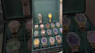 Luxury Watch Collection Display Colorful Dials Steel Bracelets Case