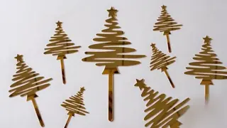 Mirror Gold Acrylic Christmas Tree Cake Topper