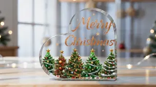 Heart Shaped Christmas Acrylic Block Decoration