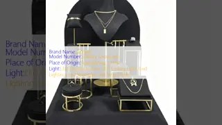 Luxury Jewelry Display Set Black Velvet and Gold Stand