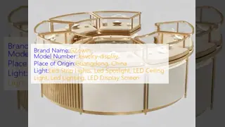 Luxury Curved Gold LED Jewelry Display Case