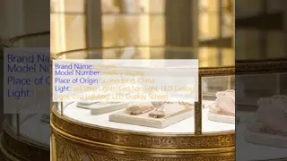 Luxury Curved Jewelry Display Case Gold Frame Showcase