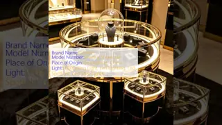 Luxury Round Gold Jewelry Display Case with LED Lighting