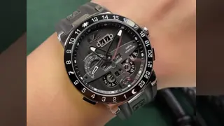 Wholesale Black Dial Skeleton Multifunction Watch, 24 Hour Bezel Rubber Strap Watch for Men