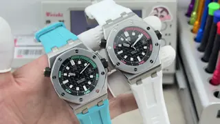 Wholesale Octagon Case Sport Watch, Black Grid Dial Colorful Rubber Strap Diving Watch for Men
