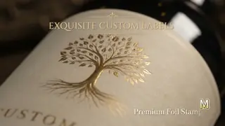 gold foil wine label (a tree)