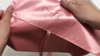 rose pink satin envelope pouch with bow