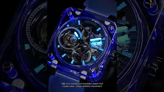 OBLVLO Square Transparent Crystal Tourbillon Skeleton Mechanical Watch for Men