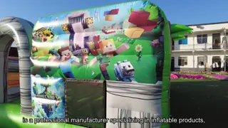 Tropical Palm Tree Inflatable Double Slide Obstacle Course