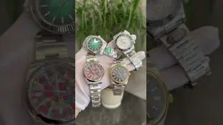 Mixed Watch Collection Green Chronograph And Two Tone Dials Steel Bracelets