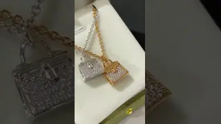 Wholesale Full Crystal Mini Handbag Pendant Necklace, Gold & Silver Bag Shape Jewelry