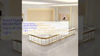Custom Luxury Gold Jewelry Display Showcase with LED