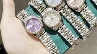 Wholesale Women's Diamond Bezel Purple Dial Date Watch Two-Tone Gold Silver | OEM