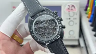 Wholesale Black Skeleton Chronograph Watch, Tachymeter Bezel Canvas Strap Racing Watch for Men