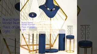 Luxury Navy Blue Velvet Jewelry Display Set for Boutiques