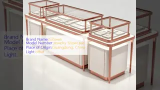 Luxury White and Rose Gold Jewelry Display Showcase