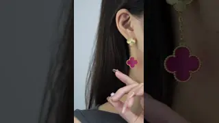 Wholesale Gold Tone Two Clover Drop Earrings, Two-Tone Shell & Enamel Dangle Earrings for Women