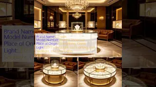 Luxury Round Gold Jewelry Display Case with LED Lighting