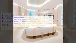 Luxury Jewelry Display Island White and Gold Showcase