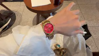 Wholesale Women's Crystal Bezel Red Dial Gold Stainless Steel Fashion Watch | OEM Custom
