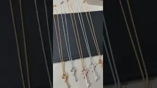 Wholesale Mixed Style Key Pendant Necklaces, Gold & Silver Crystal Key Jewelry Collection