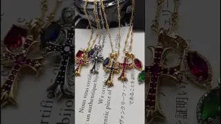 Wholesale Vintage Cross Pendant Necklace, Multi Color Crystal Cross Charm Chain for Women
