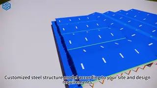 Our 3D steel model shows the full frame layout of the dormitory building.